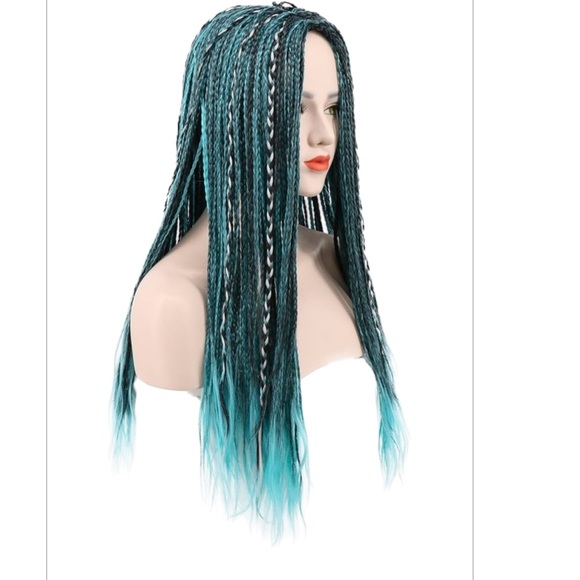 karley | Hair | Karley Women Long Braid Blue And Black Mixed Wig Full ...